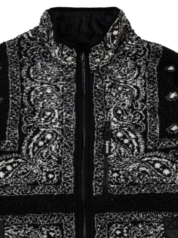 Supreme Reversible Bandana Fleece Jacket - Black