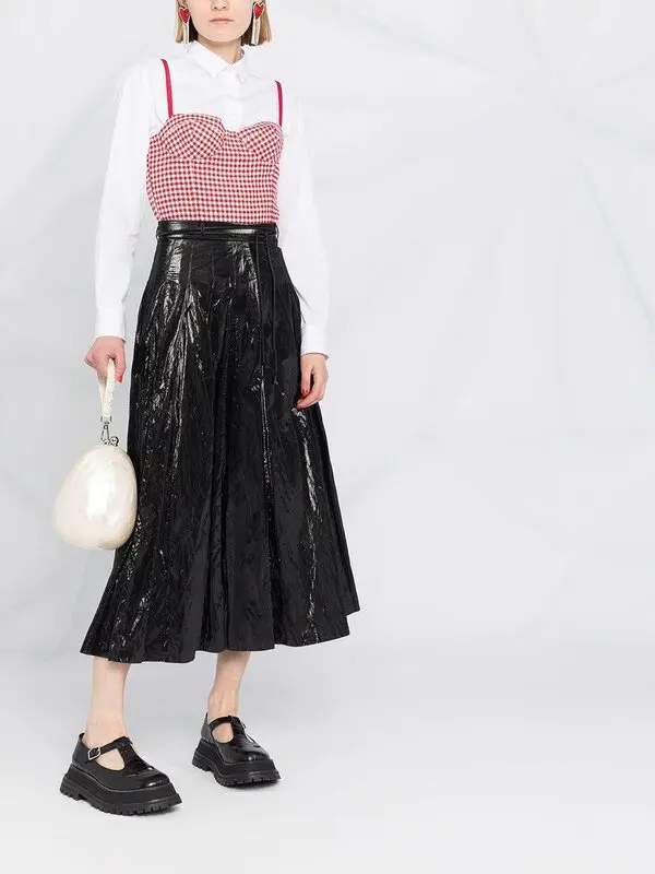 Red Valentino Houndstooth-pattern Bustier Bodysuit