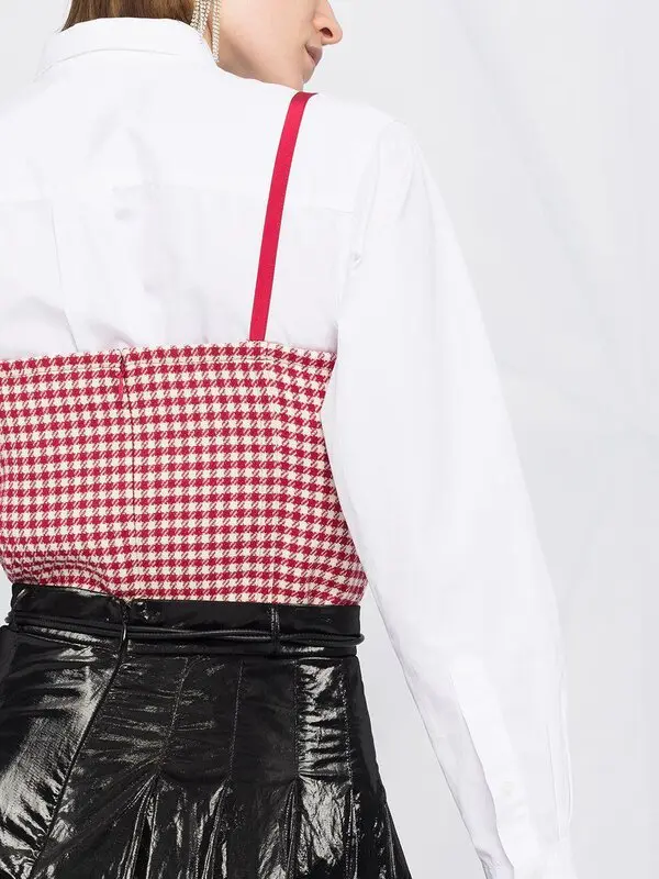 Red Valentino Houndstooth-pattern Bustier Bodysuit