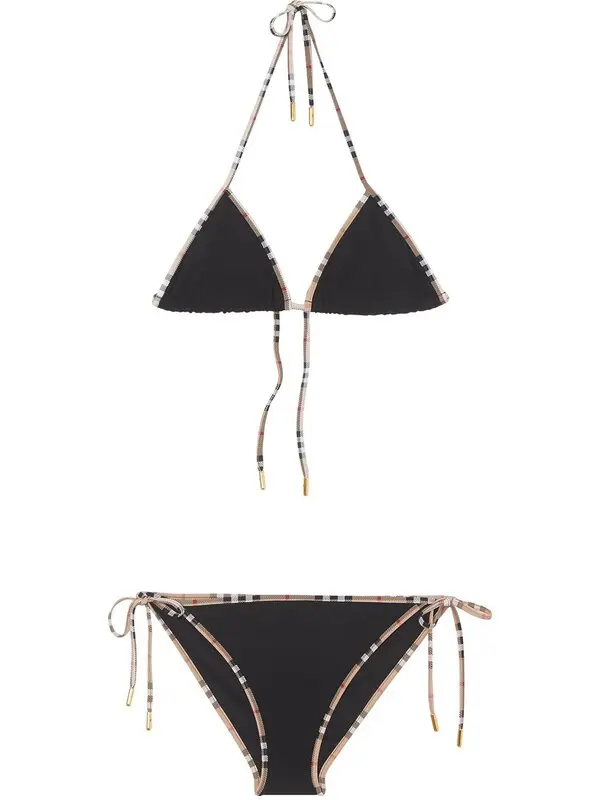 Burberry Check-trim Bikini - Black