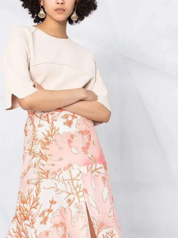Stella McCartney Coral-print Handkerchief-hem Maxi-skirt