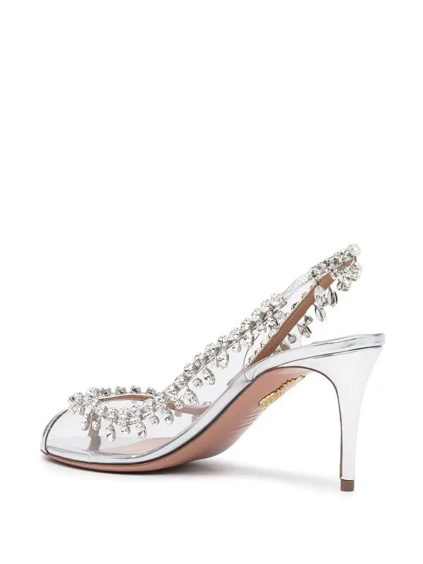 AQUAZZURA Embellished Open-toe Pumps