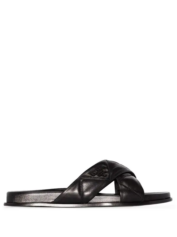 Prada Logo-plaque Quilted Slides