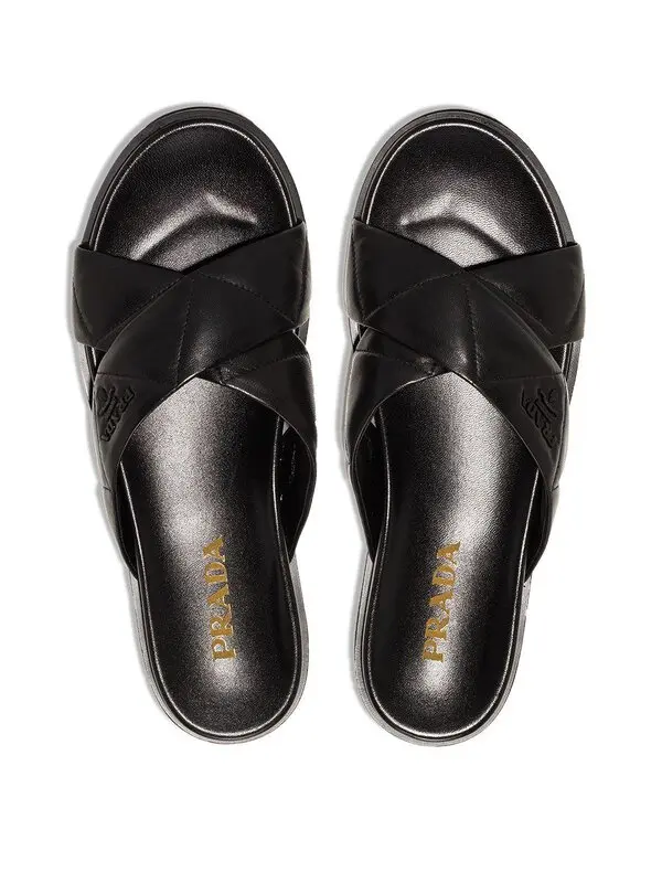 Prada Logo-plaque Quilted Slides