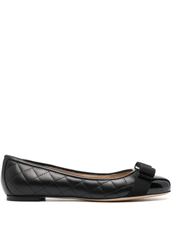 FERRAGAMO Varina Quilted Ballerina Flats - Black