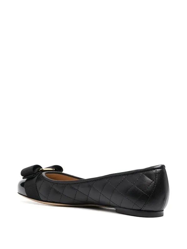FERRAGAMO Varina Quilted Ballerina Flats - Black