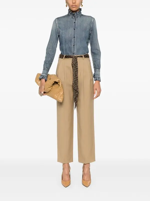 Saint Laurent Pleated Trousers - Neutrals