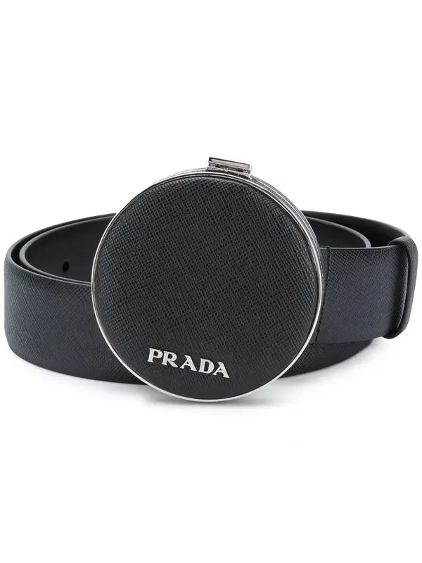 Prada Logo Plaque Pouch Detail Belt - Black