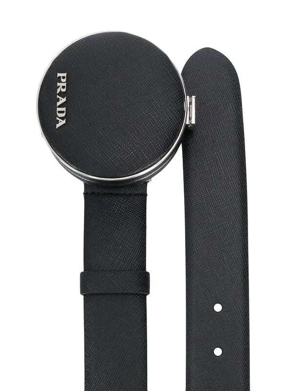 Prada Logo Plaque Pouch Detail Belt