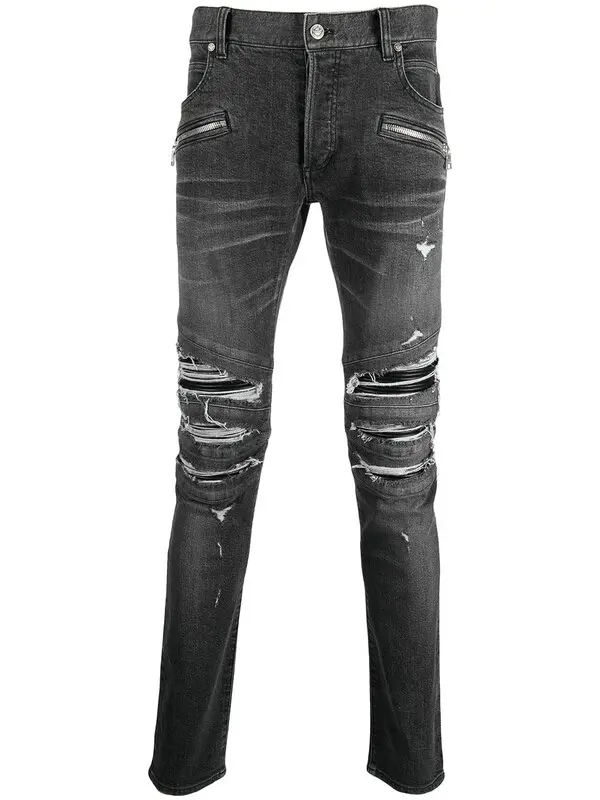 Balmain Ripped Detailing Slim-fit Jeans