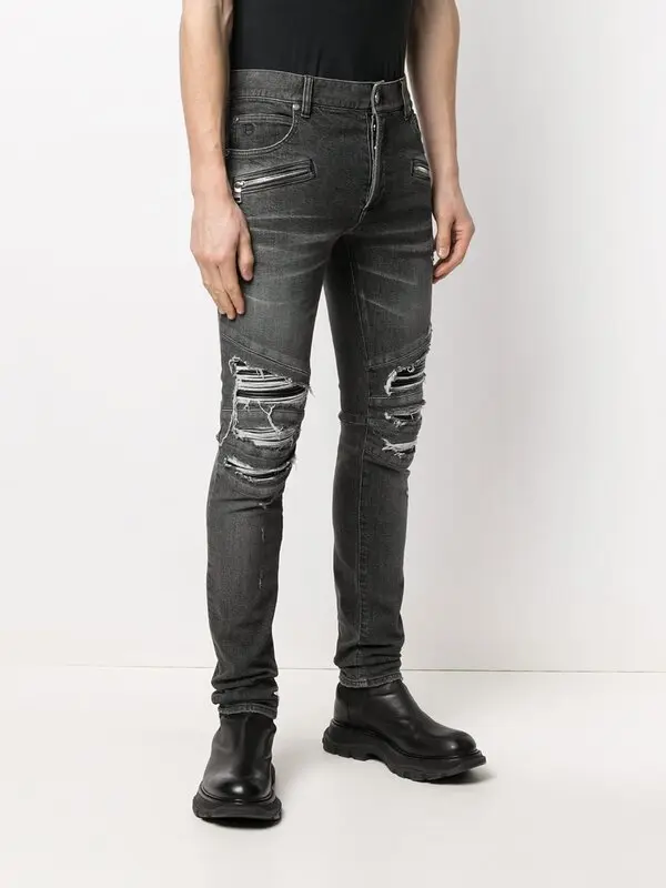 Balmain Ripped Detailing Slim-fit Jeans