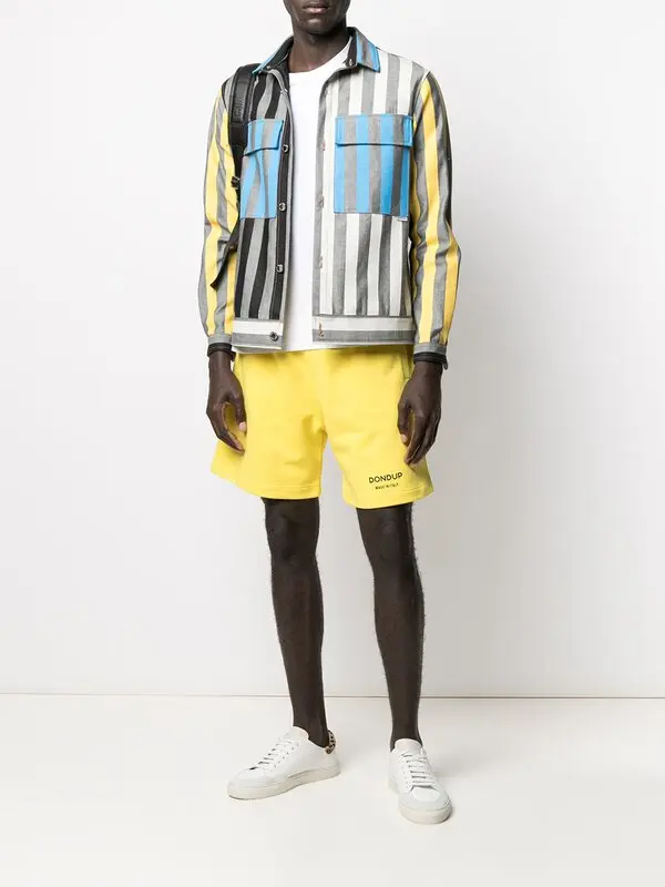 DONDUP Logo Print Cotton Track Shorts