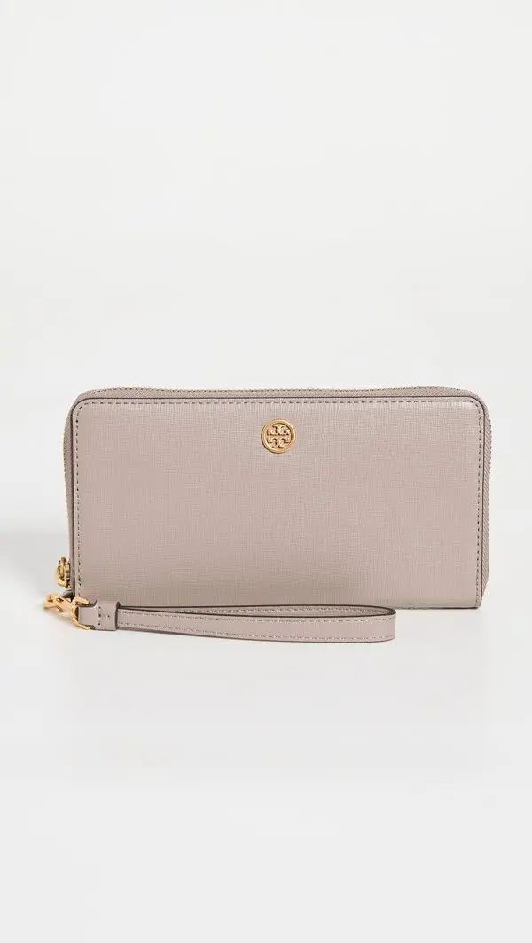 Tory Burch Robinson Zip Continental Wallet Grey Heron Editorialist