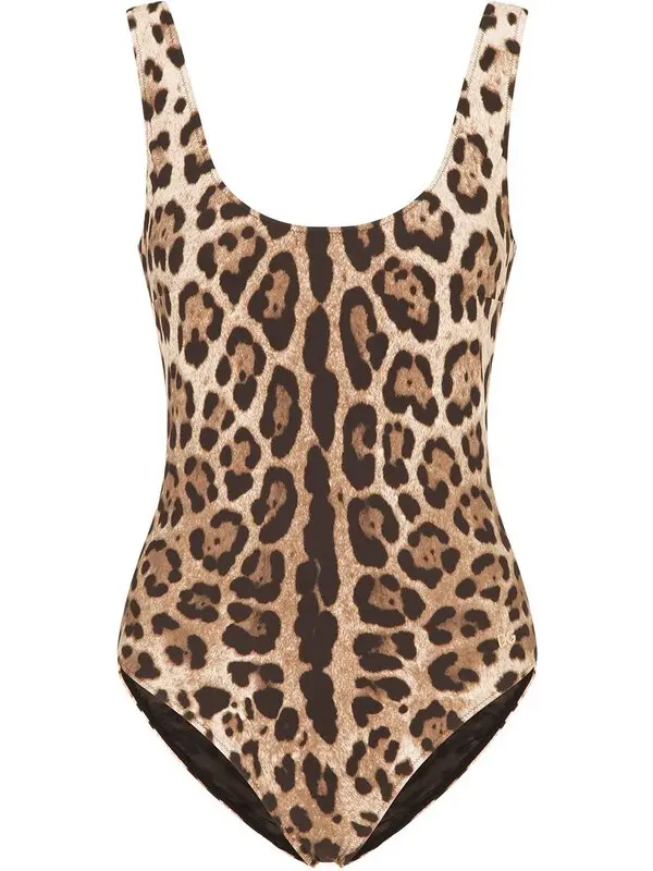 Dolce & Gabbana Leopard-print Swimsuit - Brown