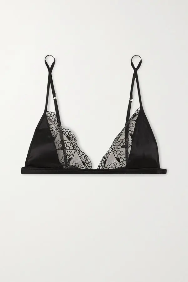 COCO DE MER Evita Scalloped Lace And Stretch-satin Soft-cup Triangle Bra