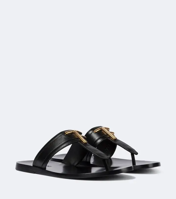 TOM FORD Leather Thong Sandals - Black