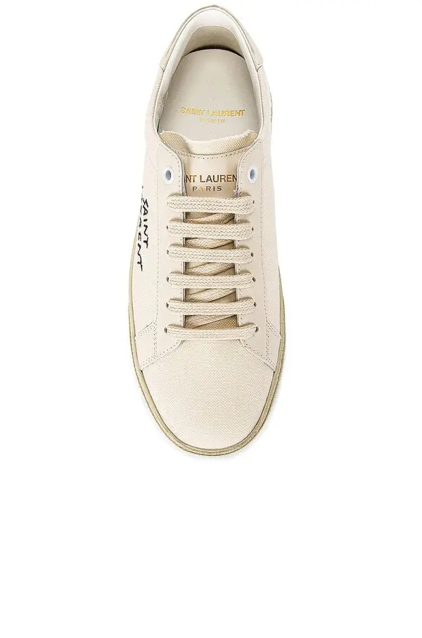 Saint Laurent Embroidered Sneakers - Panna