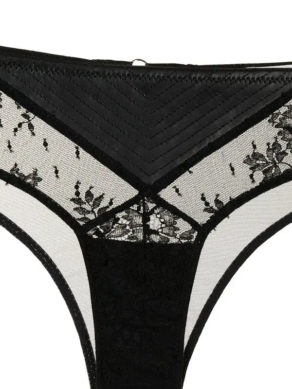 FLEUR DU MAL Embroidered Vegan-leather Hipster Briefs