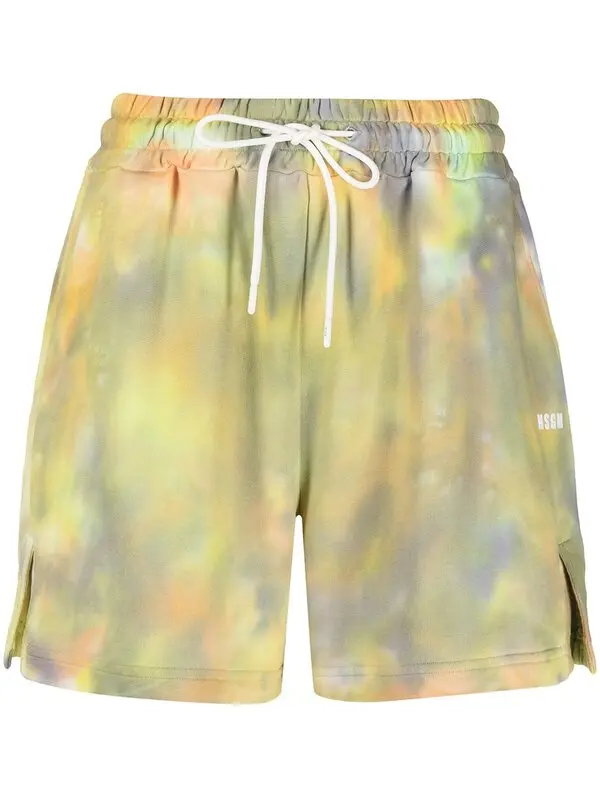 MSGM Tie-dye Track Shorts - Yellow