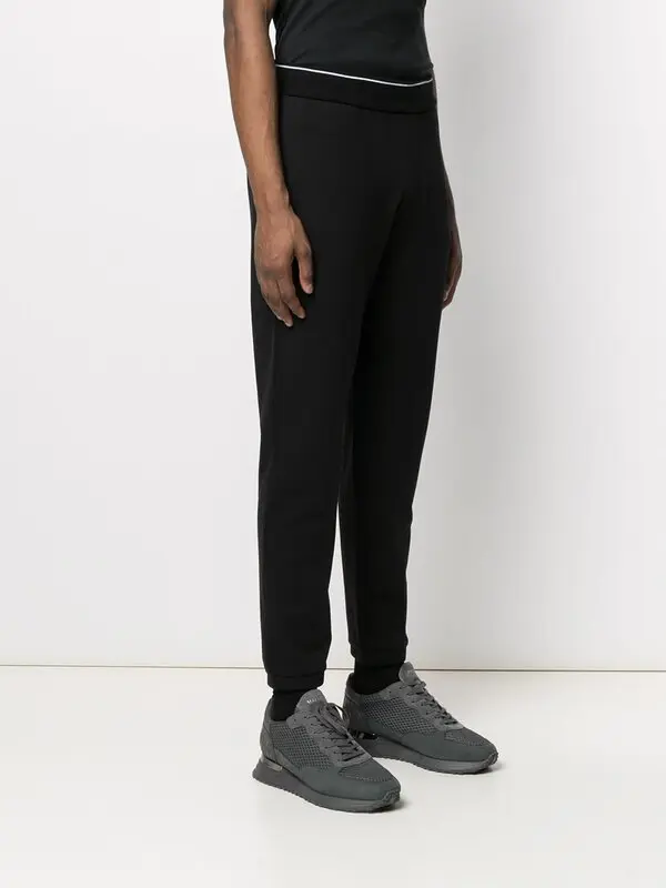 Armani Exchange Ribbed-edge Track Trousers - Black