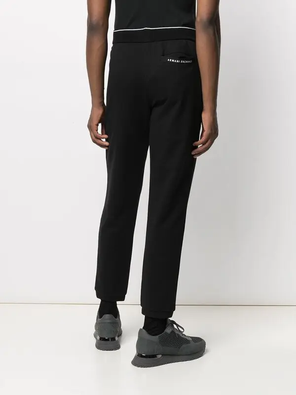 Armani Exchange Ribbed-edge Track Trousers - Black
