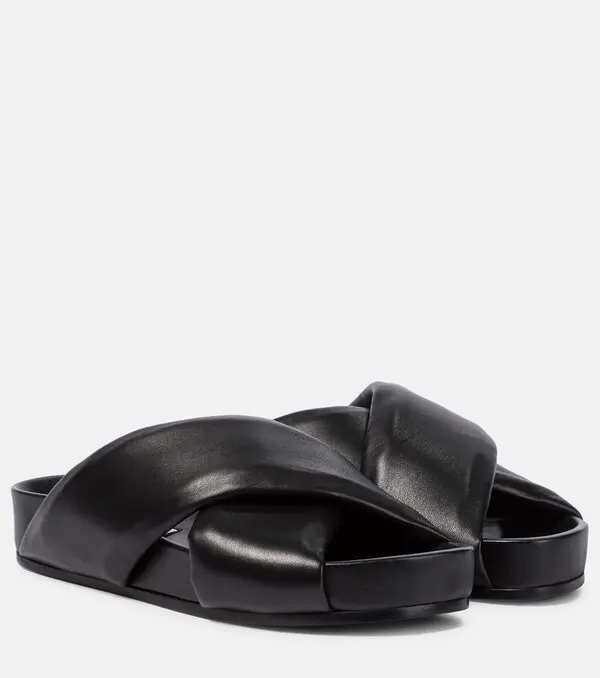 JIL SANDER Quilted Leather Sandals - Black