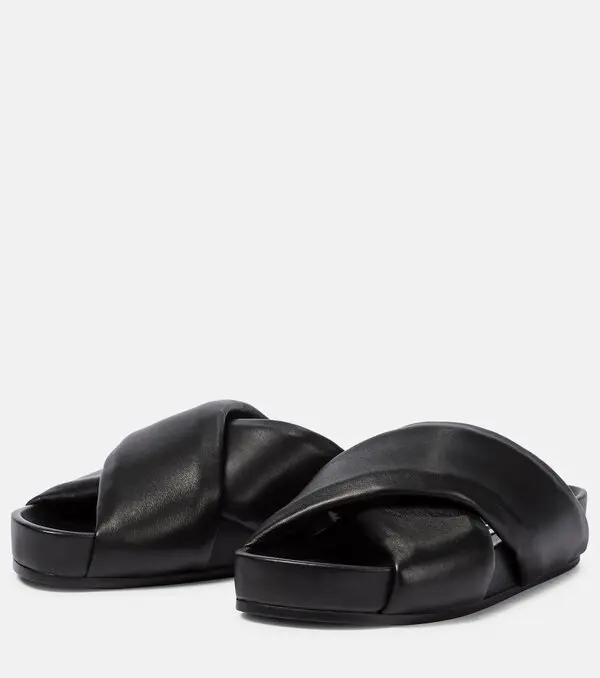 JIL SANDER Quilted Leather Sandals - Black