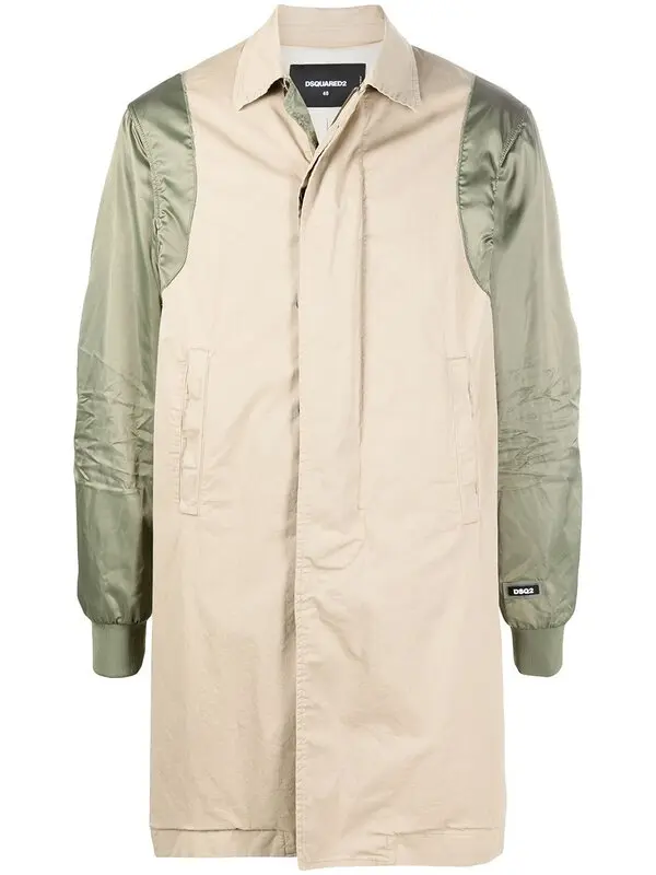 Dsquared2 Contrast-sleeve Single-breasted Coat