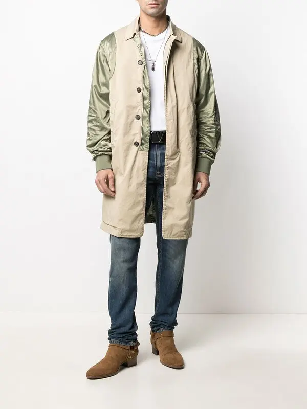 Dsquared2 Contrast-sleeve Single-breasted Coat