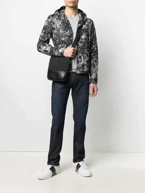 Emporio Armani Abstract-print Hooded Jacket