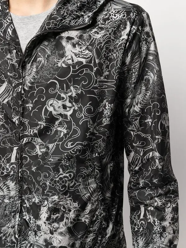 Emporio Armani Abstract-print Hooded Jacket