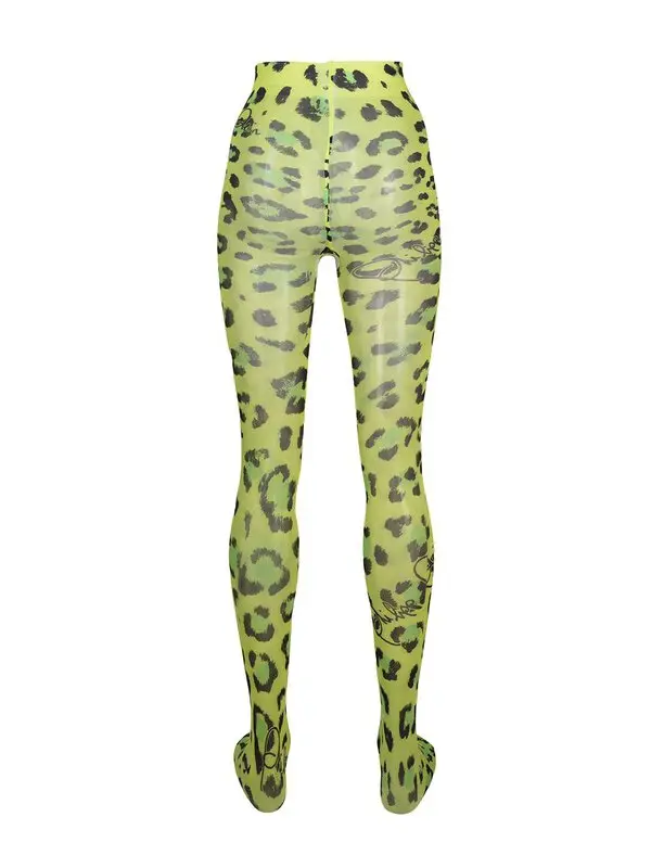 Philipp Plein Leopard Print Tights - Green
