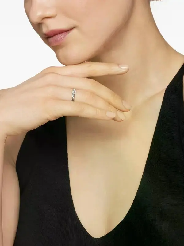 David Yurman Sterling Petite X Diamond Ring - Silver
