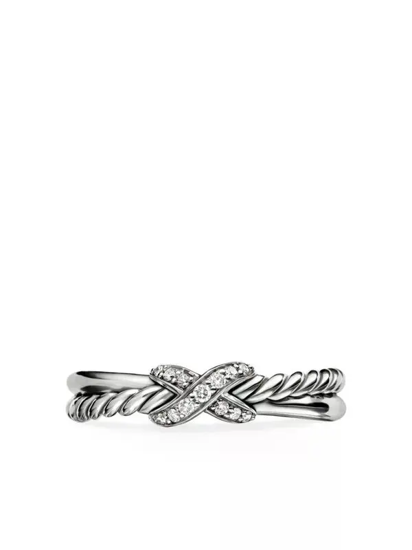 David Yurman Sterling Petite X Diamond Ring - Silver