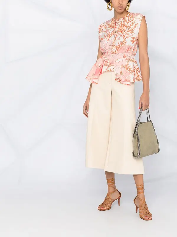 Stella McCartney Coral-print Peplum Blouse