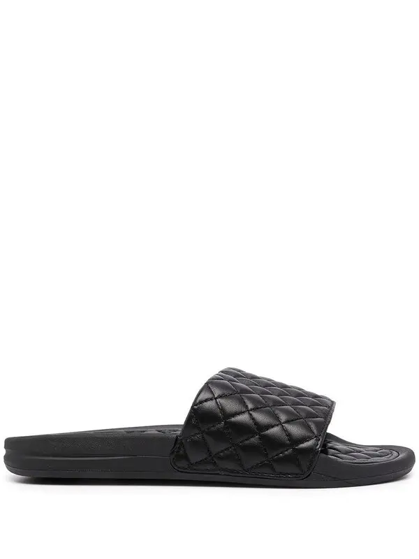 Apl Quilted Leather Slides - Black