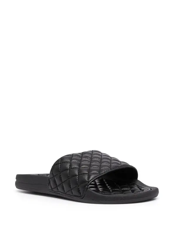 Apl Quilted Leather Slides - Black