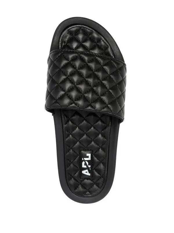 Apl Quilted Leather Slides - Black