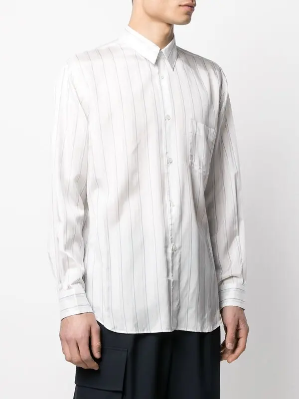 Comme Des Garçons Striped Long-sleeve Shirt - White