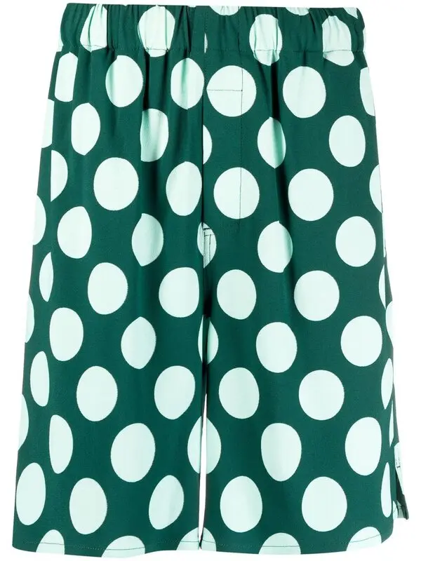 Ami Polka Dot Bermuda Shorts - Green