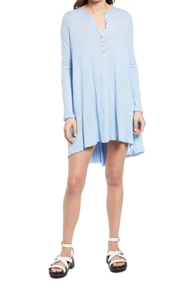 Free People Emily Long Sleeve Minidress In Blue Moon Quartz - 20% Off |  Editorialist