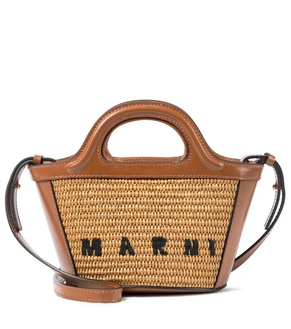 Marni Tropical Summer Micro Raffia Tote - Brown
