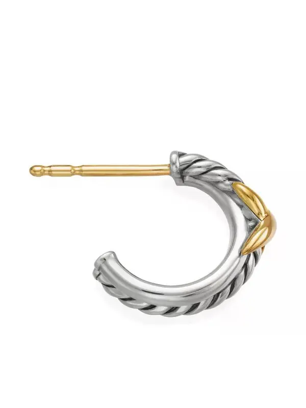 David Yurman 18kt Yellow And Sterling Silver Petite X Hoop Earrings - Gold
