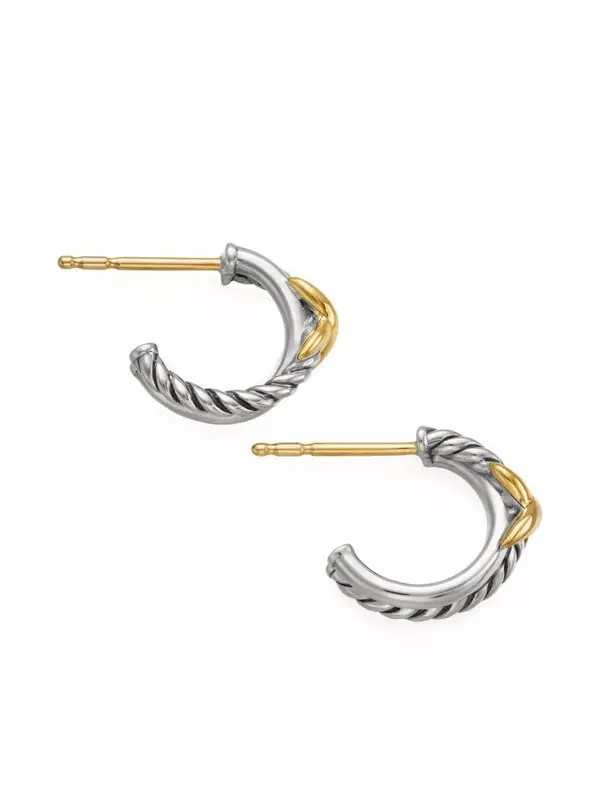David Yurman 18kt Yellow And Sterling Silver Petite X Hoop Earrings - Gold
