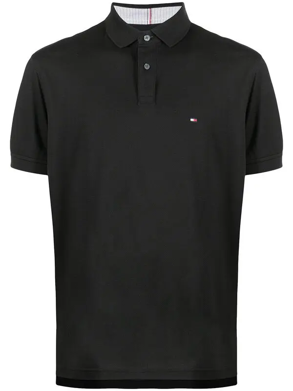 Tommy Hilfiger Logo-patch Short-sleeved Polo Shirt - Black