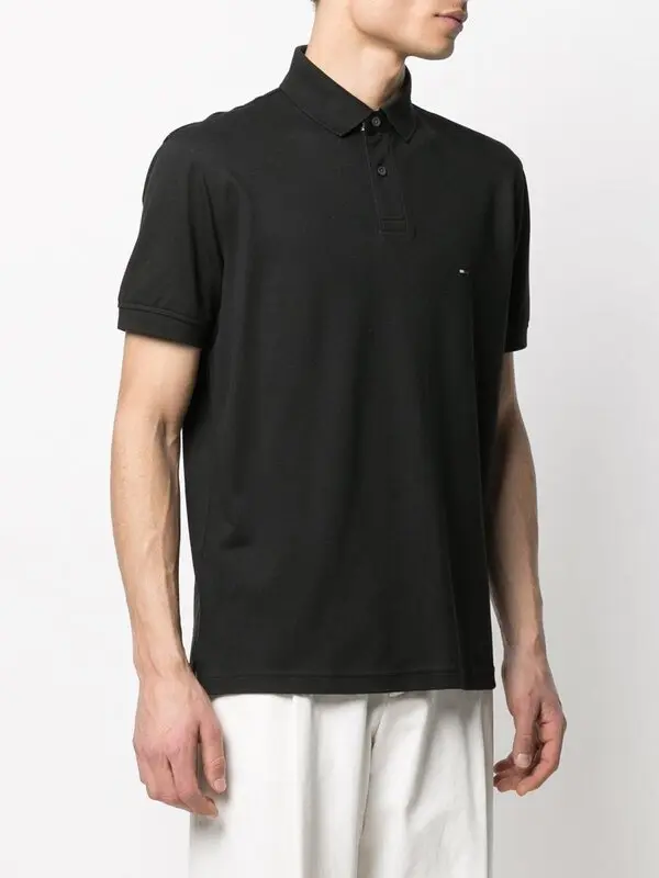 Tommy Hilfiger Logo-patch Short-sleeved Polo Shirt - Black
