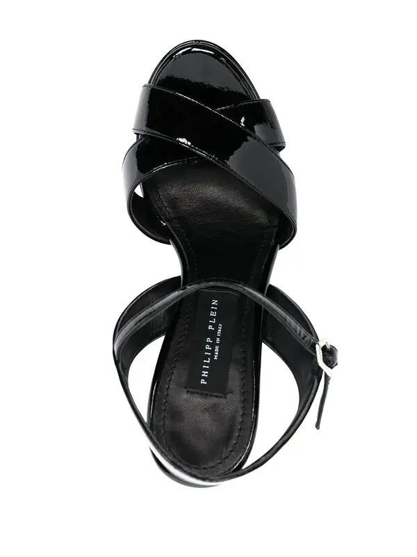 Philipp Plein Patent-effect Heeled Sandals - Black