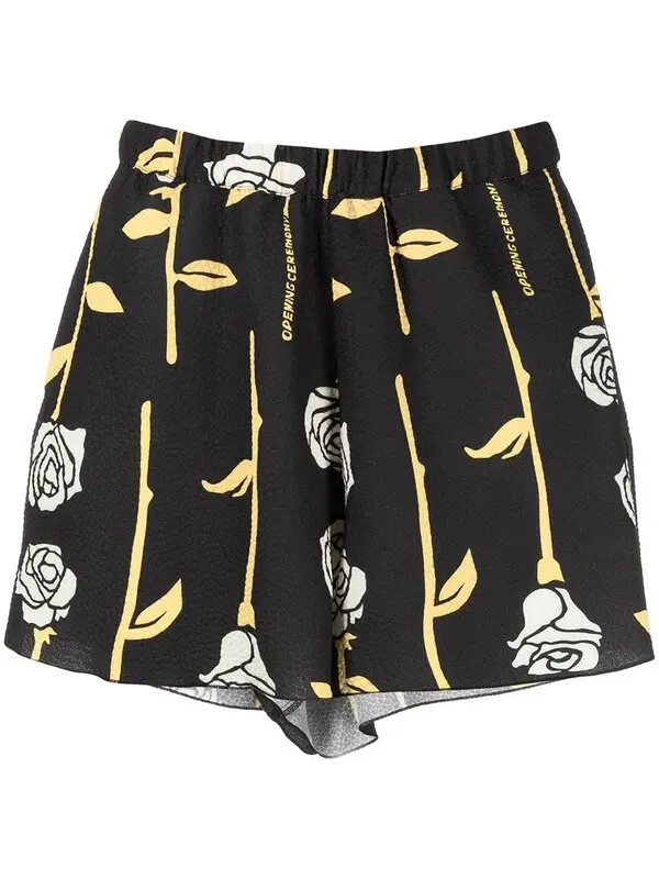 Opening Ceremony Rose-print Elasticated Shorts