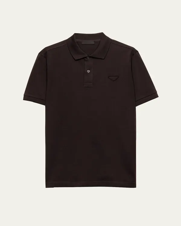 Prada Slim Pique Knit Logo Polo