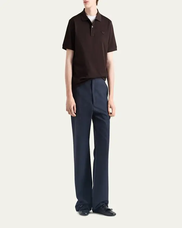 Prada Slim Pique Knit Logo Polo